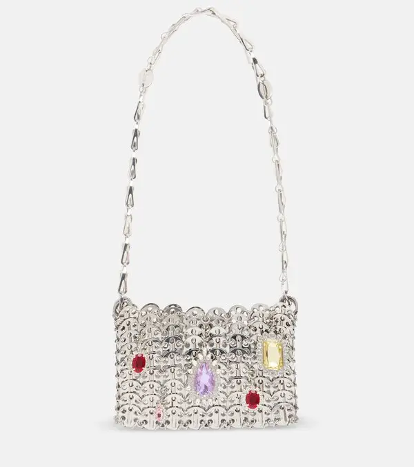 Rabanne 1969 Nano Embellished Shoulder Bag - Silver