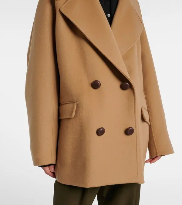 Loewe Oversized Wool Pea Coat - Beige