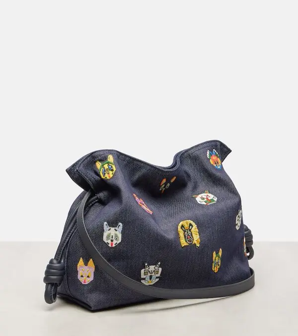 Loewe X Louis Wain Flamenco Cats Medium Canvas Clutch - Blue