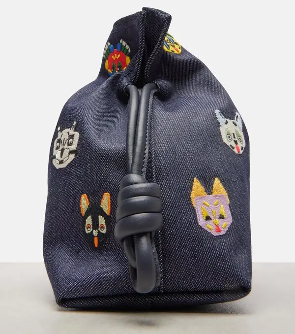 Loewe X Louis Wain Flamenco Cats Medium Canvas Clutch - Blue