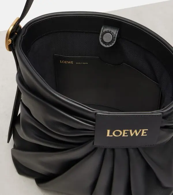 Loewe Draped Leather Tote Bag - Black