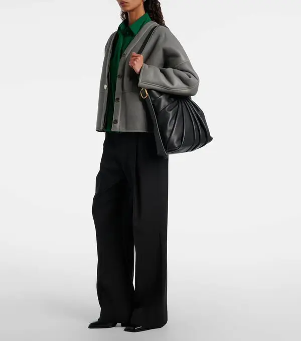 Loewe Draped Leather Tote Bag - Black