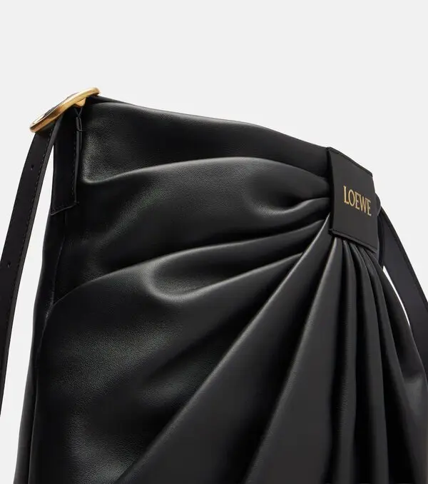 Loewe Draped Leather Tote Bag - Black