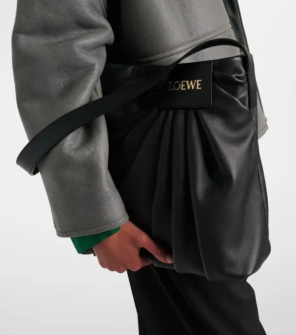 Loewe Draped Leather Tote Bag - Black