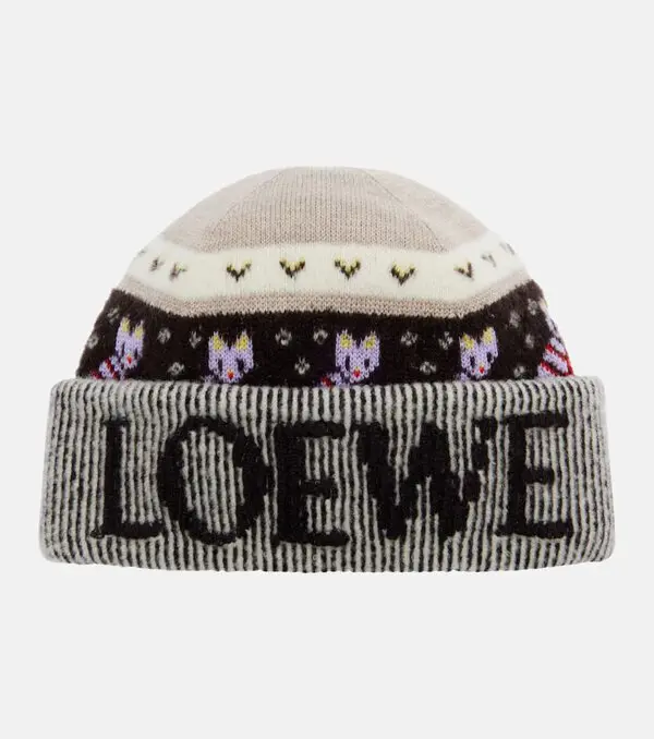Loewe Logo Wool-blend Beanie - Multicoloured