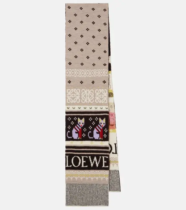 Loewe X Louis Wain Fair Isle Wool-blend Scarf - Multicoloured