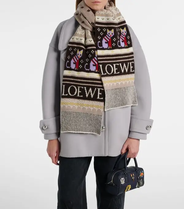 Loewe X Louis Wain Fair Isle Wool-blend Scarf