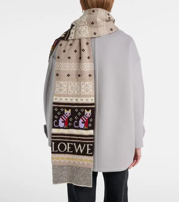 Loewe X Louis Wain Fair Isle Wool-blend Scarf