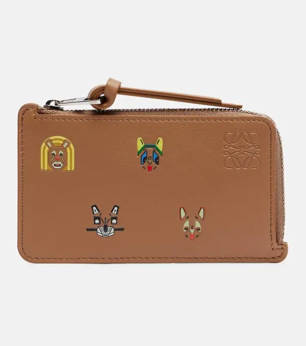 Loewe X Louis Wain Cats Leather Card Holder - Brown