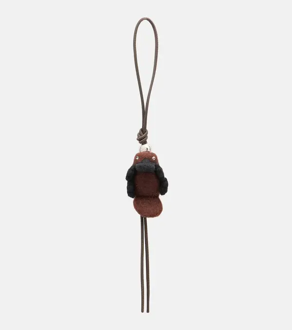 Loewe Leather-trimmed Wool Bag Charm - Brown