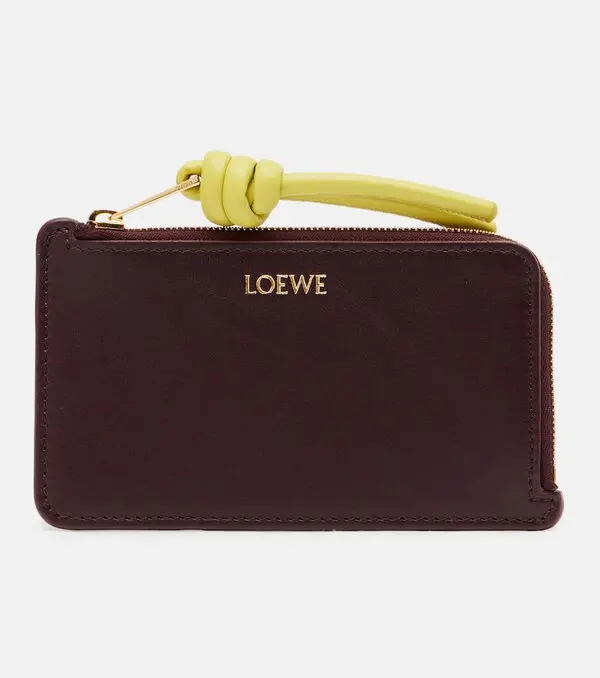 Loewe Knot Leather Card Holder - Burgundy