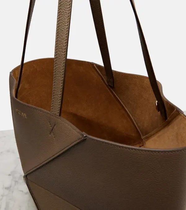 Loewe Puzzle Fold Medium Leather Tote - Grey
