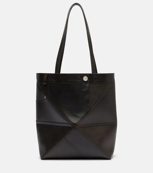 Loewe Puzzle Fold Medium Leather Tote Bag - Brown