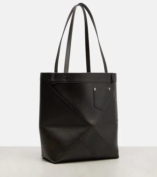 Loewe Puzzle Fold Medium Leather Tote Bag - Brown