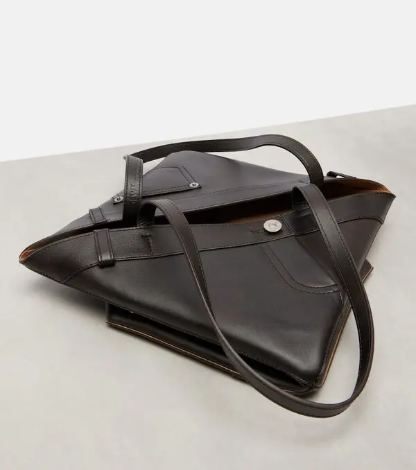 Loewe Puzzle Fold Medium Leather Tote Bag - Brown