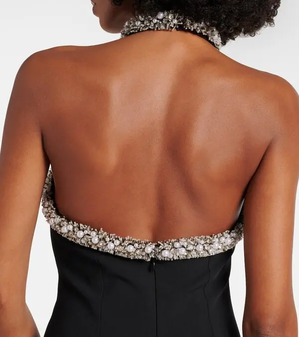 Simkhai Embellished Halterneck Crêpe Gown