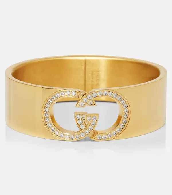 Gucci Gg Crystal-embellished Bangle - Gold