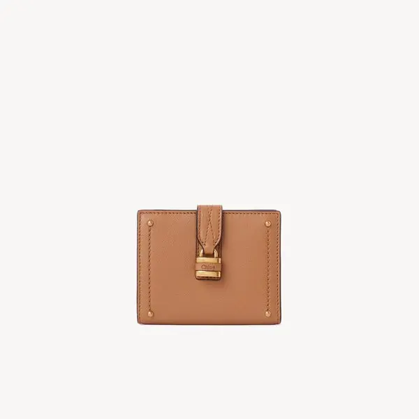 Chloé Paddington Square Wallet In Grained Leather Single - Mustang Brown