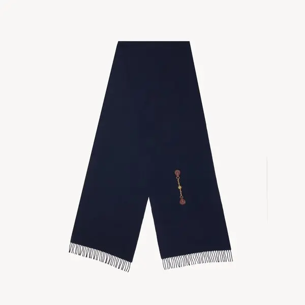 Chloé The Horse Medal Scarf In Wool Single - Navy