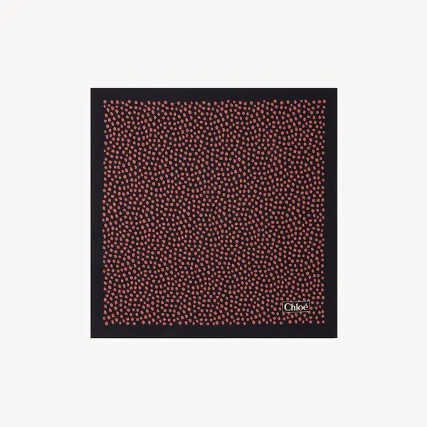Chloé The Spotted Square Scarf In Single - Black - Pink