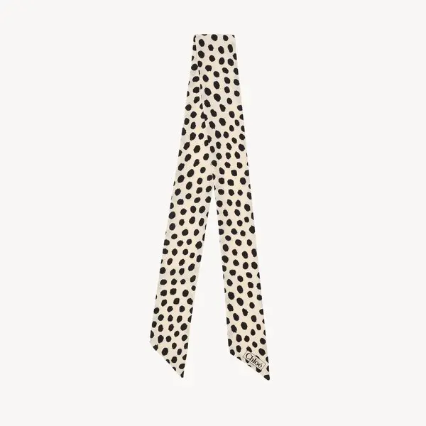 Chloé The Spotted Bandeau Scarf In Single - Beige - Black