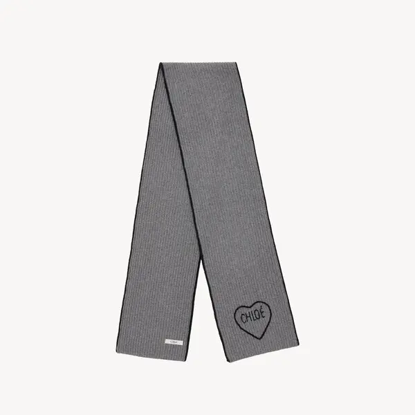 Chloé The Encoeur Scarf In Wool & Cashmere Single - Divine Grey