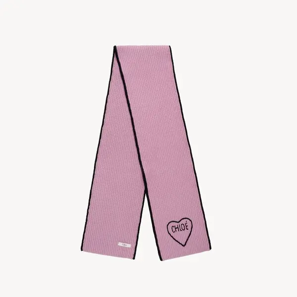Chloé The Encoeur Scarf In Wool & Cashmere Single - Misty Mauve