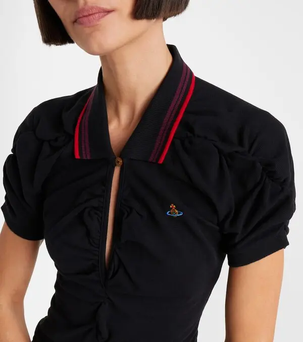 VIVIENNE WESTWOOD Ruched Cotton Midi Dress - Black