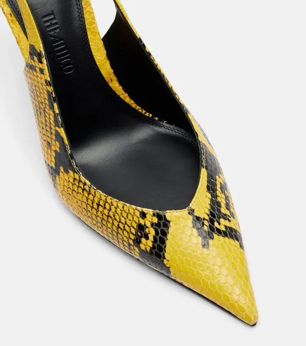 Attico Cheope 105 Embossed Leather Wedges - Yellow