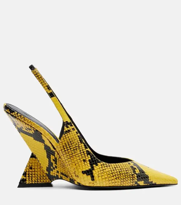 Attico Cheope 105 Embossed Leather Wedges - Yellow