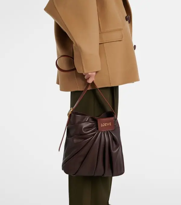 Loewe Draped Leather Tote - Brown