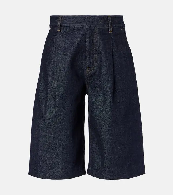 FRAME Tailored Low-rise Denim Wide-leg Shorts