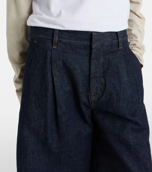 FRAME Tailored Low-rise Denim Wide-leg Shorts