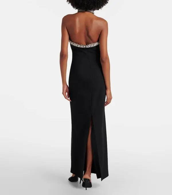 Simkhai Embellished Halterneck Crepe Gown