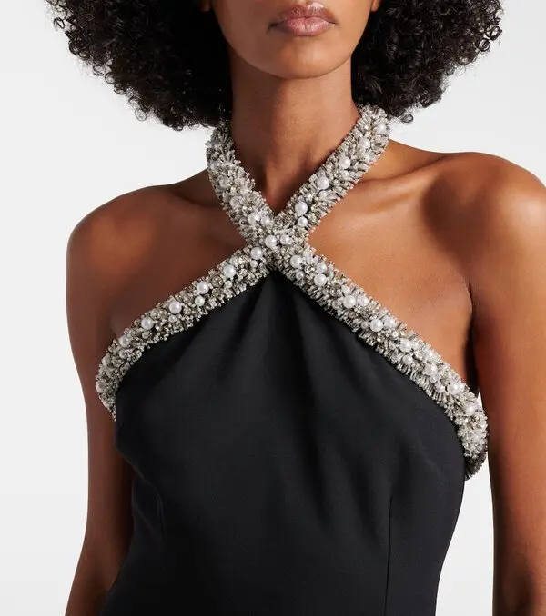 Simkhai Embellished Halterneck Crepe Gown