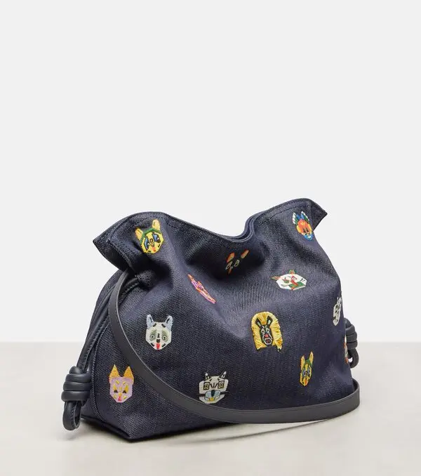 Loewe X Louis Wain Flamenco Cats Medium Canvas Clutch - Blue