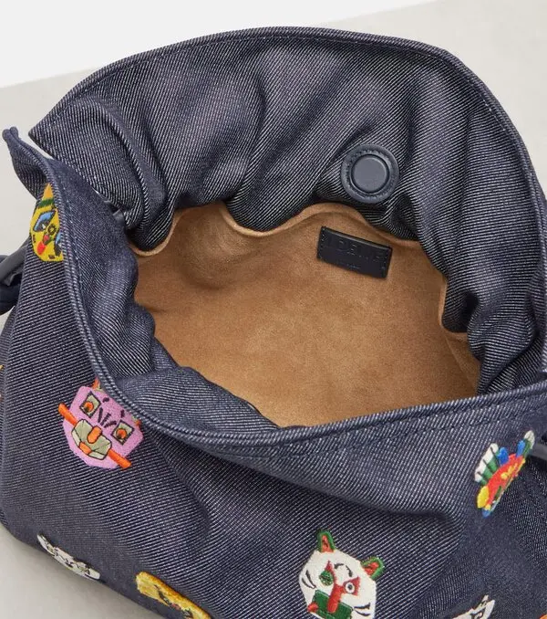 Loewe X Louis Wain Flamenco Cats Medium Canvas Clutch - Blue