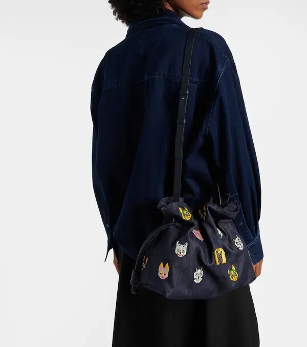 Loewe X Louis Wain Flamenco Cats Medium Canvas Clutch - Blue