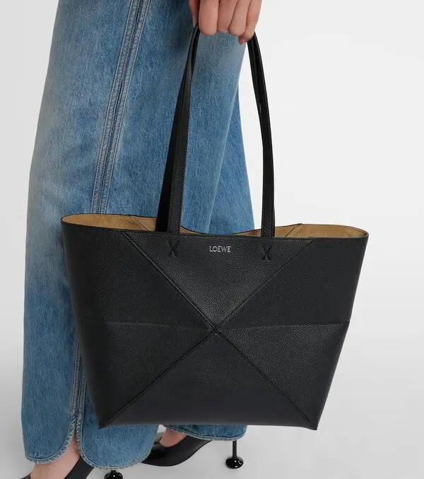 Loewe Puzzle Fold Medium Tote Bag - Black