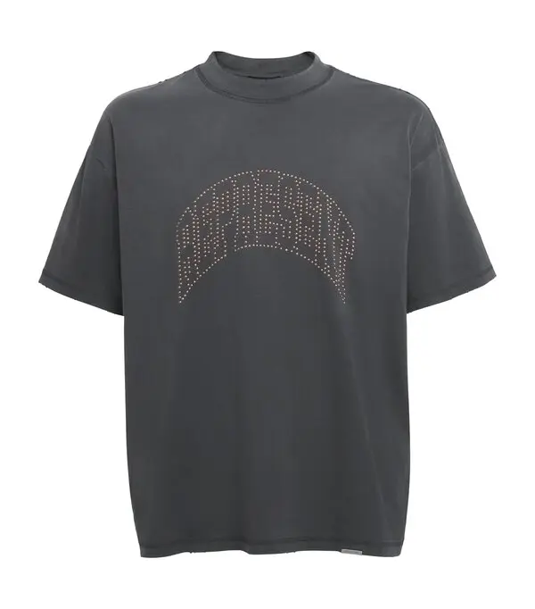 REPRESENT Cotton Embellished Logo T-shirt - Black