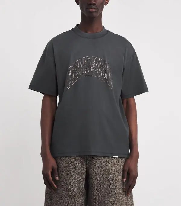 REPRESENT Cotton Embellished Logo T-shirt - Black