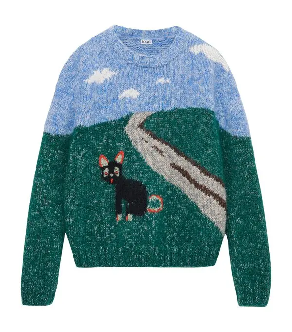 Loewe X Louis Wain Wool-blend Cat Sweater - Blue