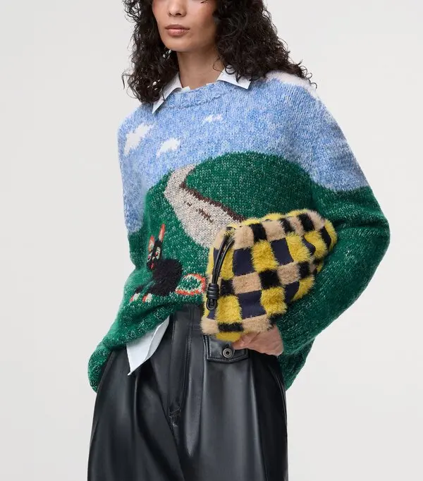 Loewe X Louis Wain Wool-blend Cat Sweater - Blue