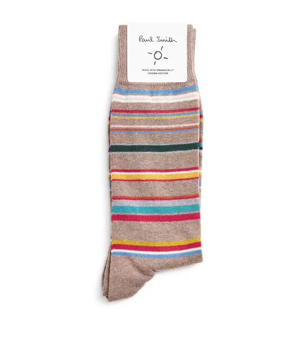 Paul Smith Cotton-blend Striped Socks - Brown