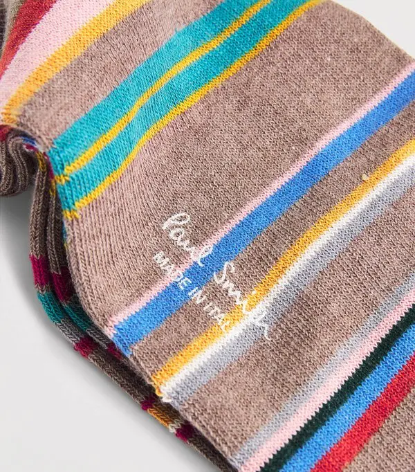 Paul Smith Cotton-blend Striped Socks - Brown