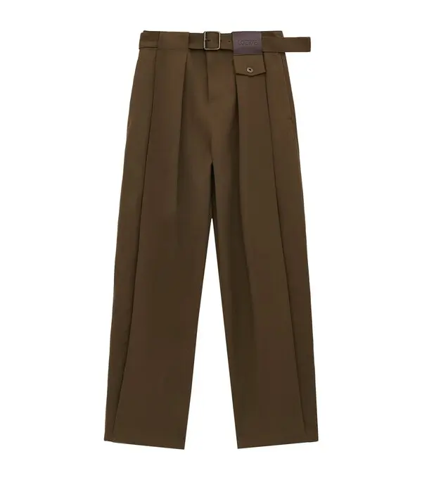 Loewe Cotton-silk Pleated Trousers - Green