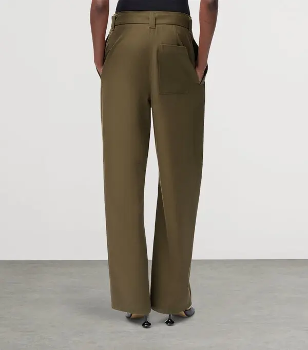 Loewe Cotton-silk Pleated Trousers - Green