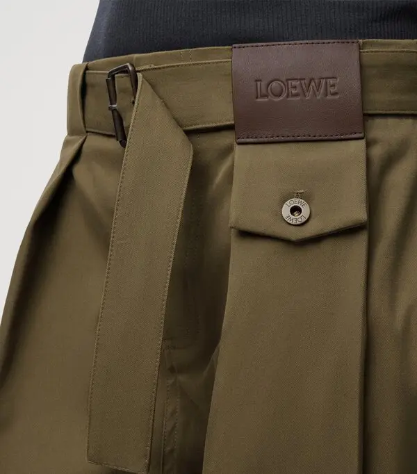 Loewe Cotton-silk Pleated Trousers - Green