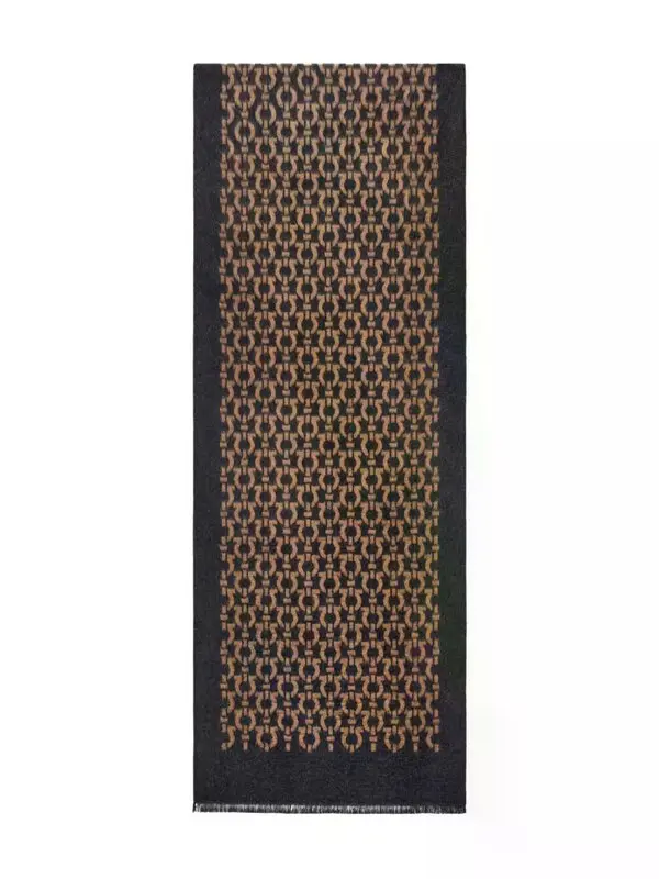 FERRAGAMO Gancini-pattern Silk Scarf - Brown
