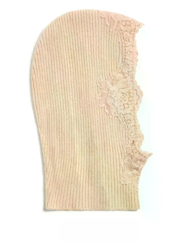 Valentino Garavani Cashmere Balaclava With Lace Detailing - Dpt Alabaster